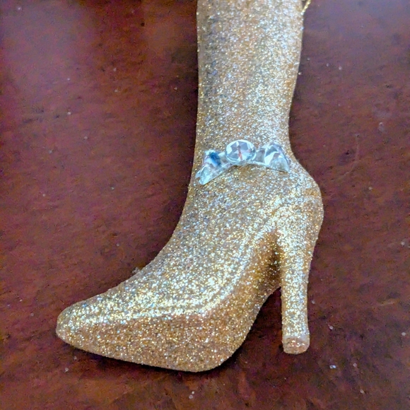 Accents | Stunning Glittery Gold Ladies Boot With Rhinestones Hanging ...
